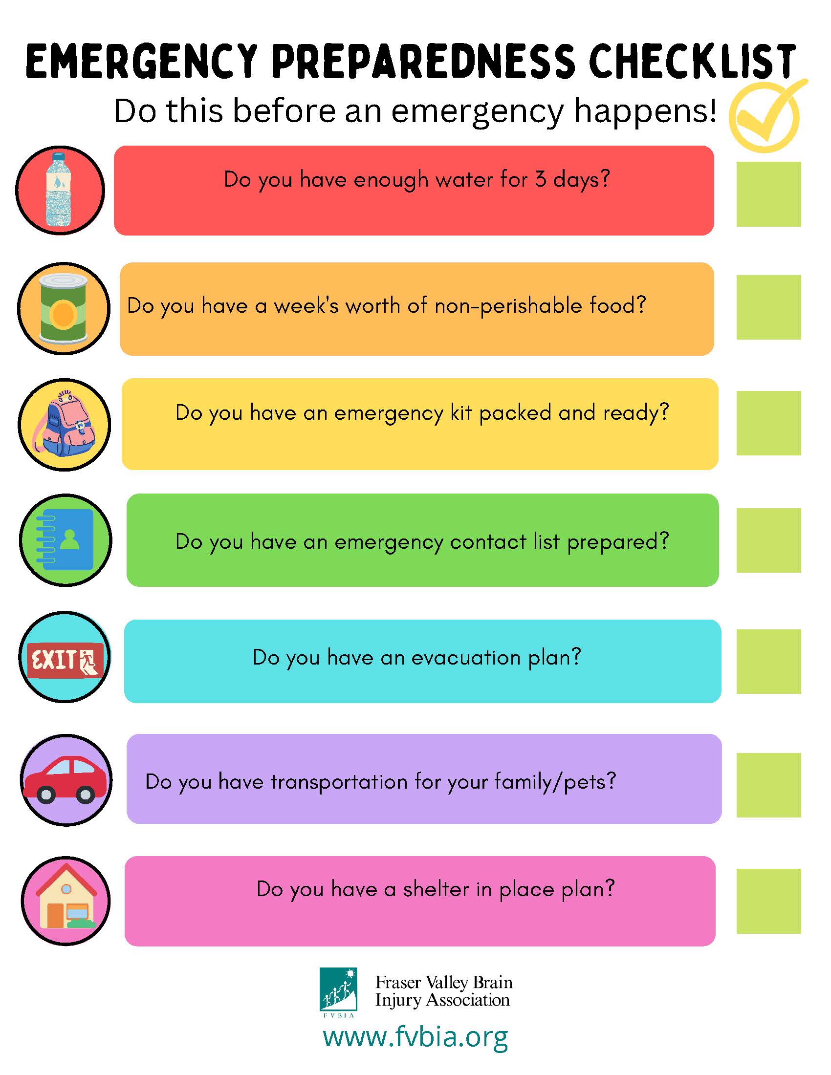 Emergency Preparedness Checklist – Fraser Valley Brain Injury Association